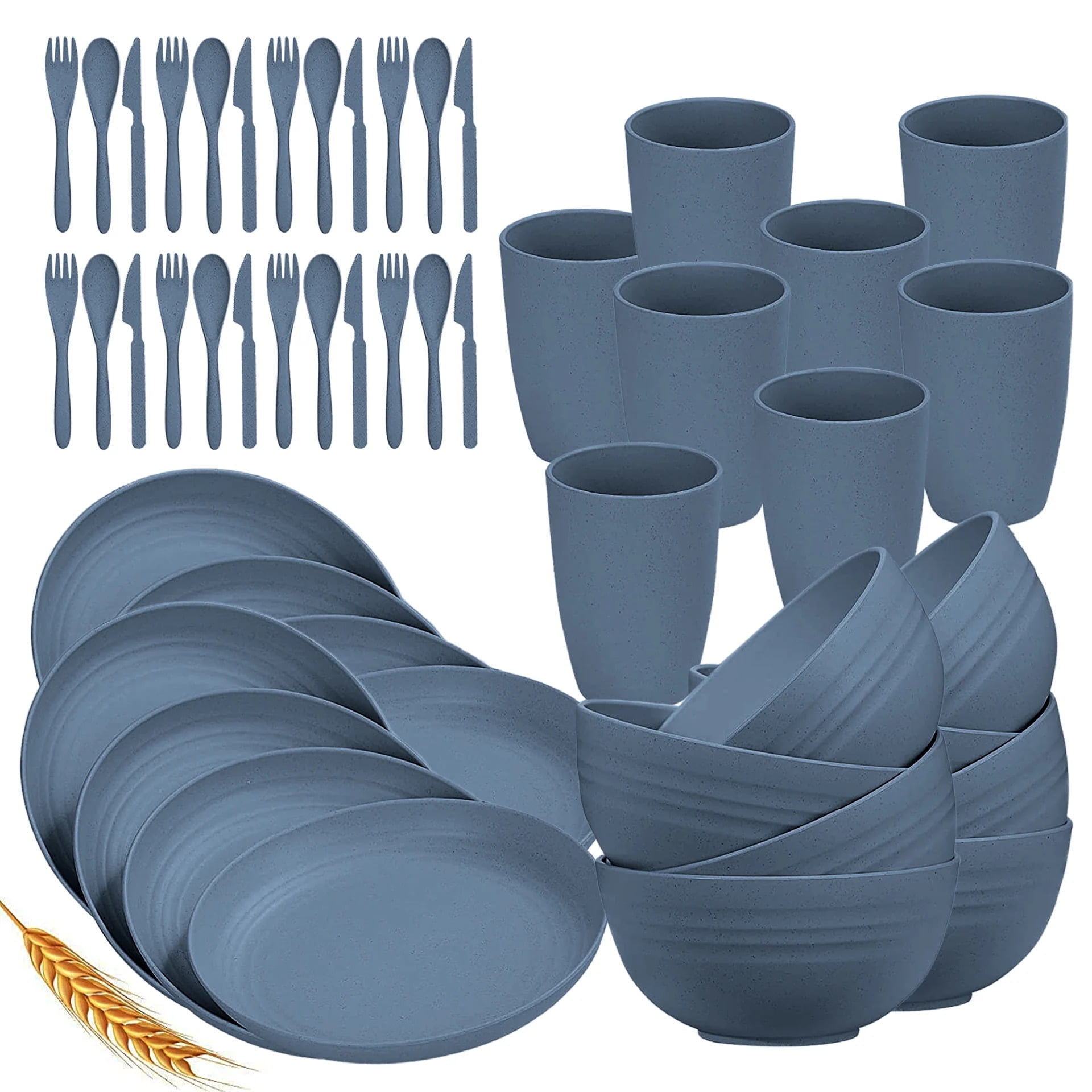 Wheat Straw Dinnerware Sets for 4 Lightweight & Unbreakable Dishes ...