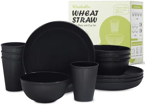 Wheat Straw Dinnerware Sets, Kitchen Unbreakable Wheat Straw Plates and ...