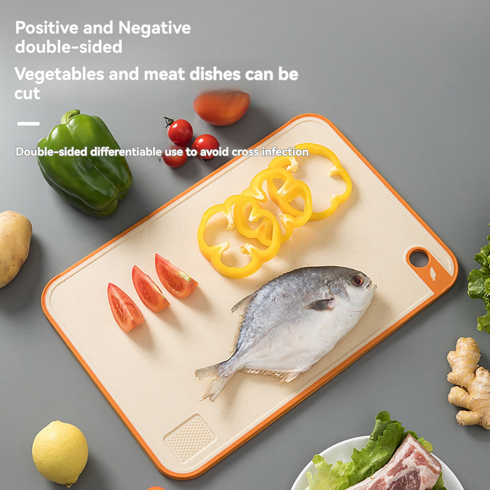 Wheat Straw Double-Sided Dual-Use Cutting Board, Household Kitchen ...