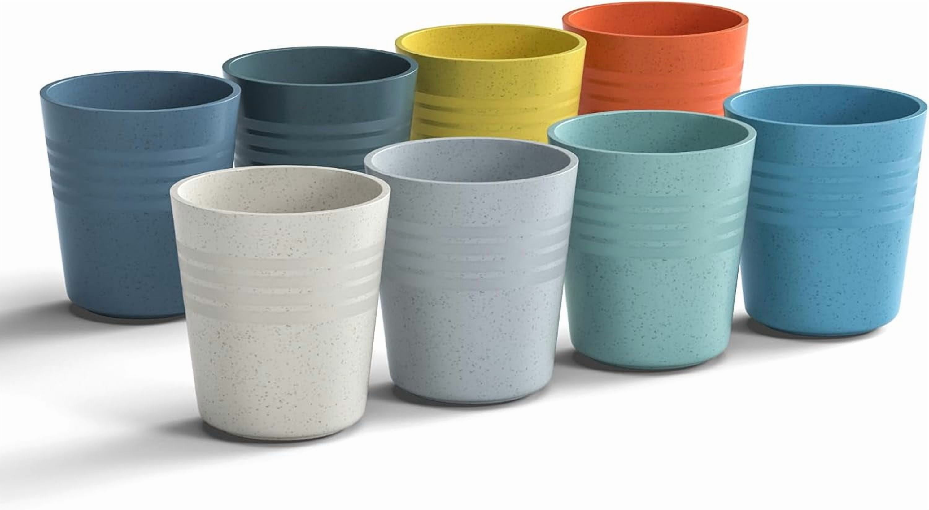 Wheat Straw Drinking Cups, Set of 8 Reusable, BPA Free Unbreakable ...