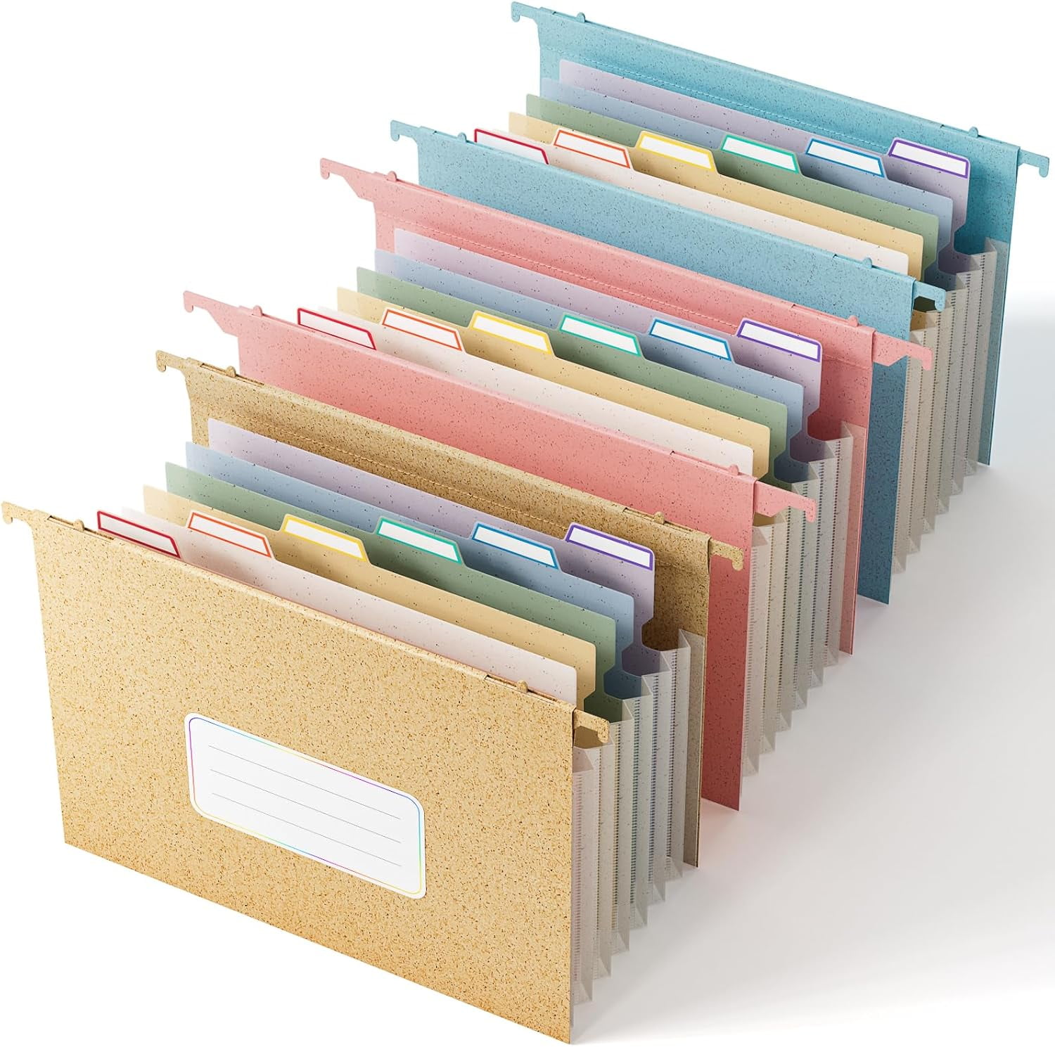 Wheat Straw Expanding Hanging File Folders, 3 Color File Organizer, 1.2 ...