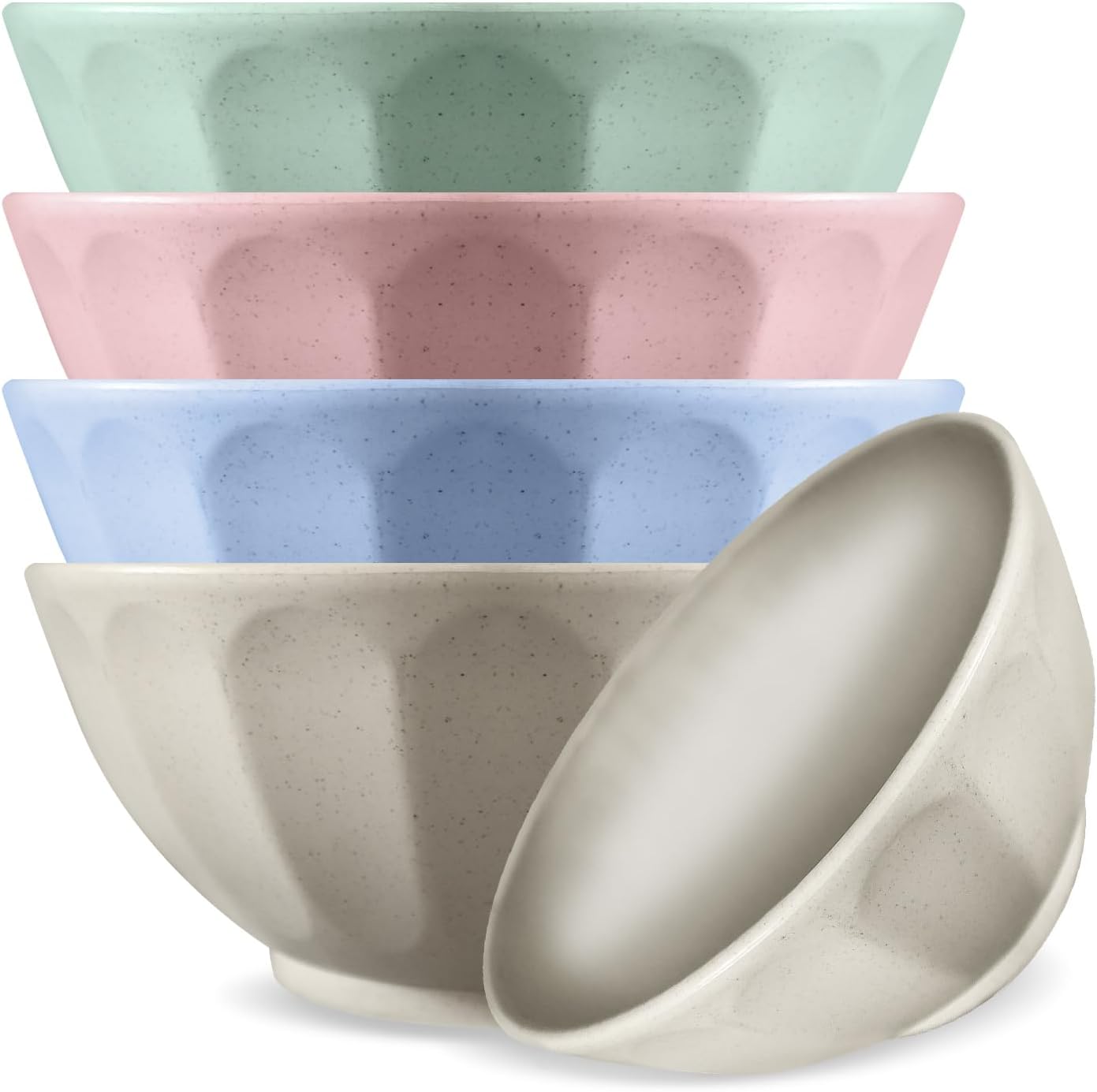 Wheat Straw Fiber Cereal Bowls with Vacuum Seal Lids - Set of 4 Eco ...