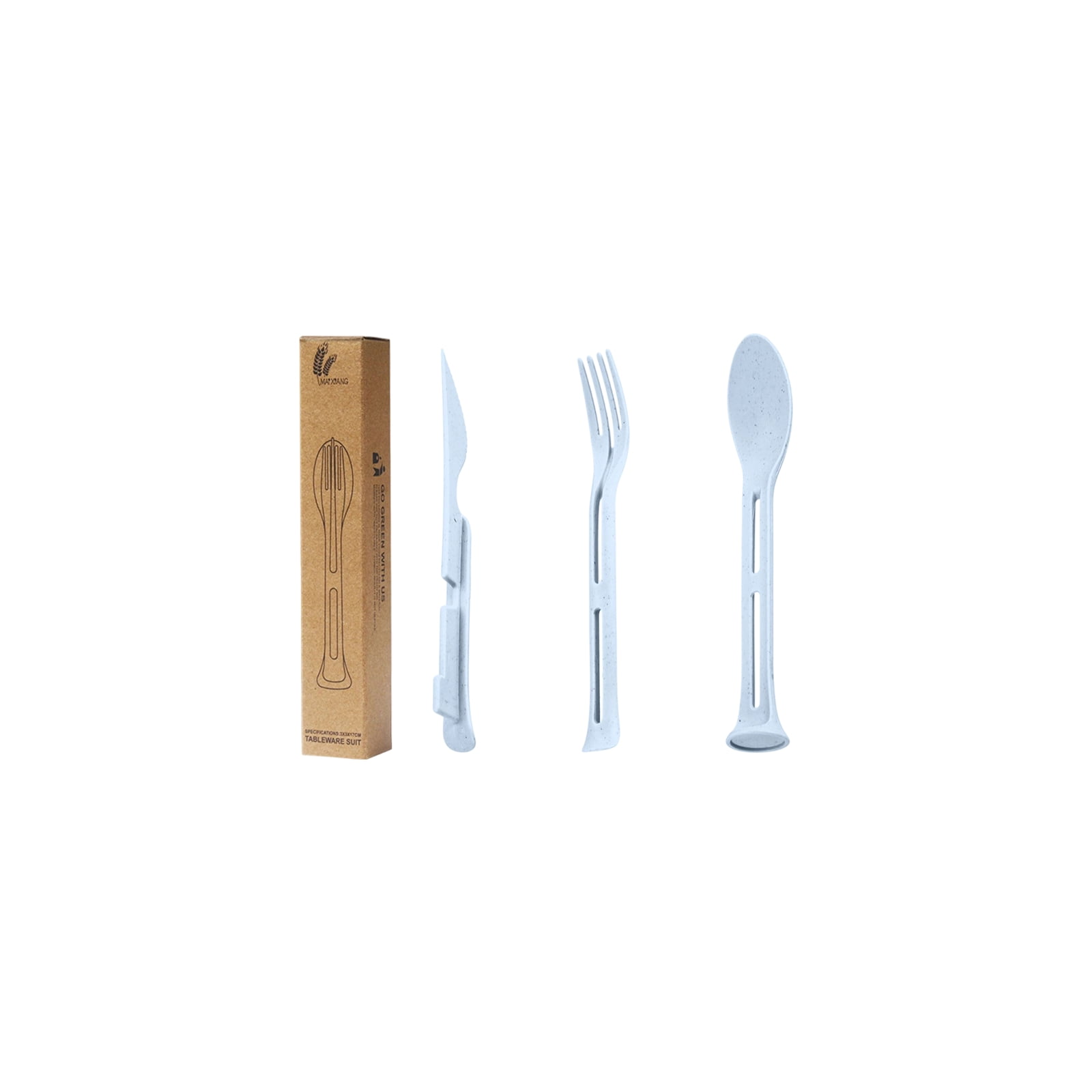 Wheat Straw Flatware Set, Portable Knife Fork Spoon 3-Piece Utensil Set ...