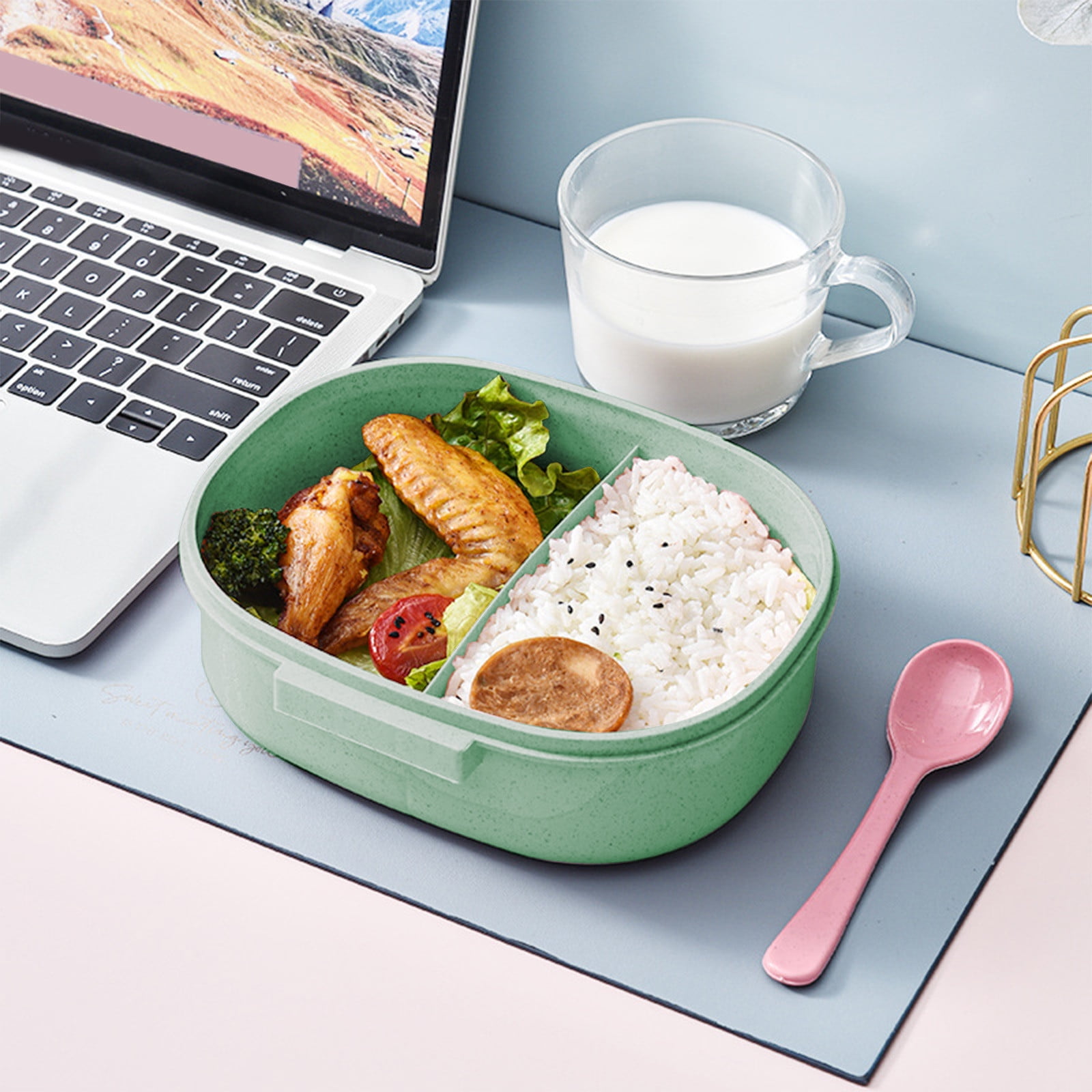 Wheat Straw Layer Lunch Box - Microwaveable Meal Container for Students ...