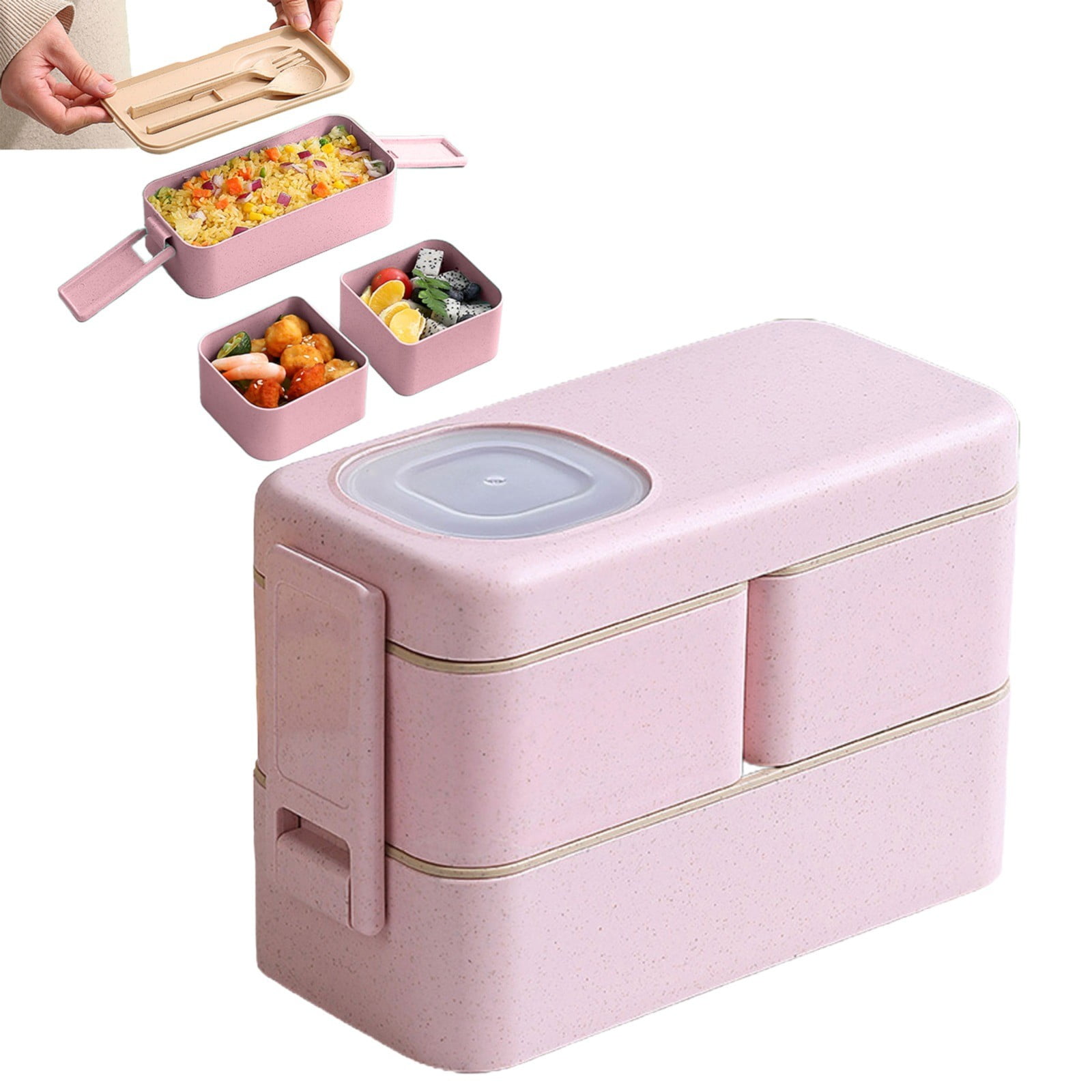 Wheat Straw Lunch Box Pink,Storage Rack，Pink，Plastic - Walmart.com