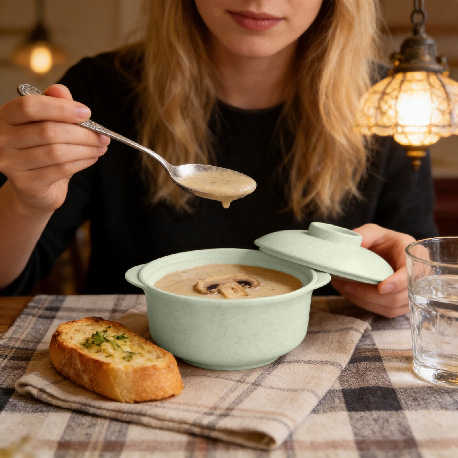 Wheat Straw Microwave Bowl Set Noodle Bowls With Lid and Spoon ...