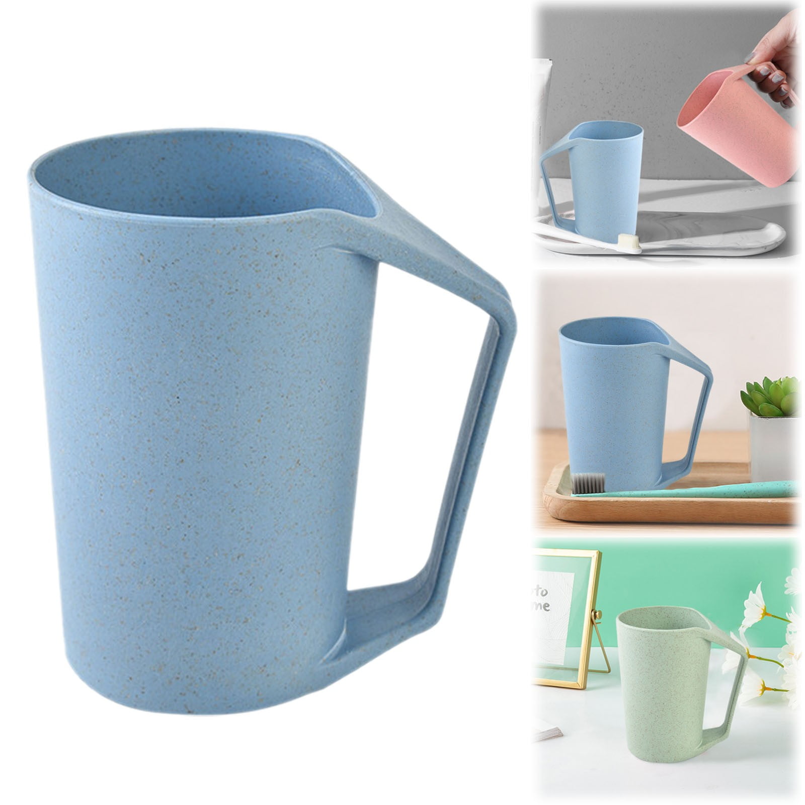 Wheat Straw Plastic Coffee Cups, Unbreakable Coffee Mugs with handles ...