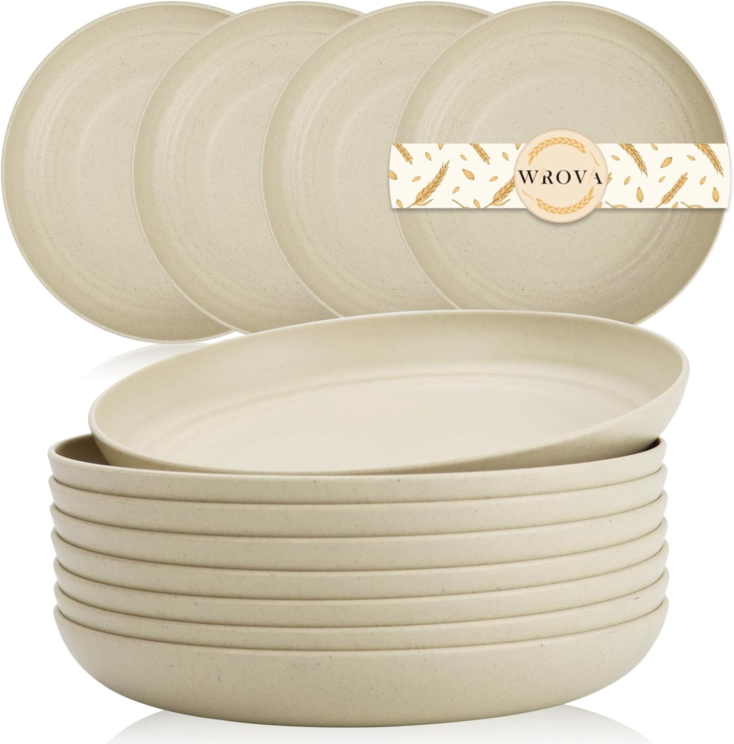 PHYSUN-Wheat Straw Plates - 8 Inch Unbreakable Dinner Plates Set of 8 ...