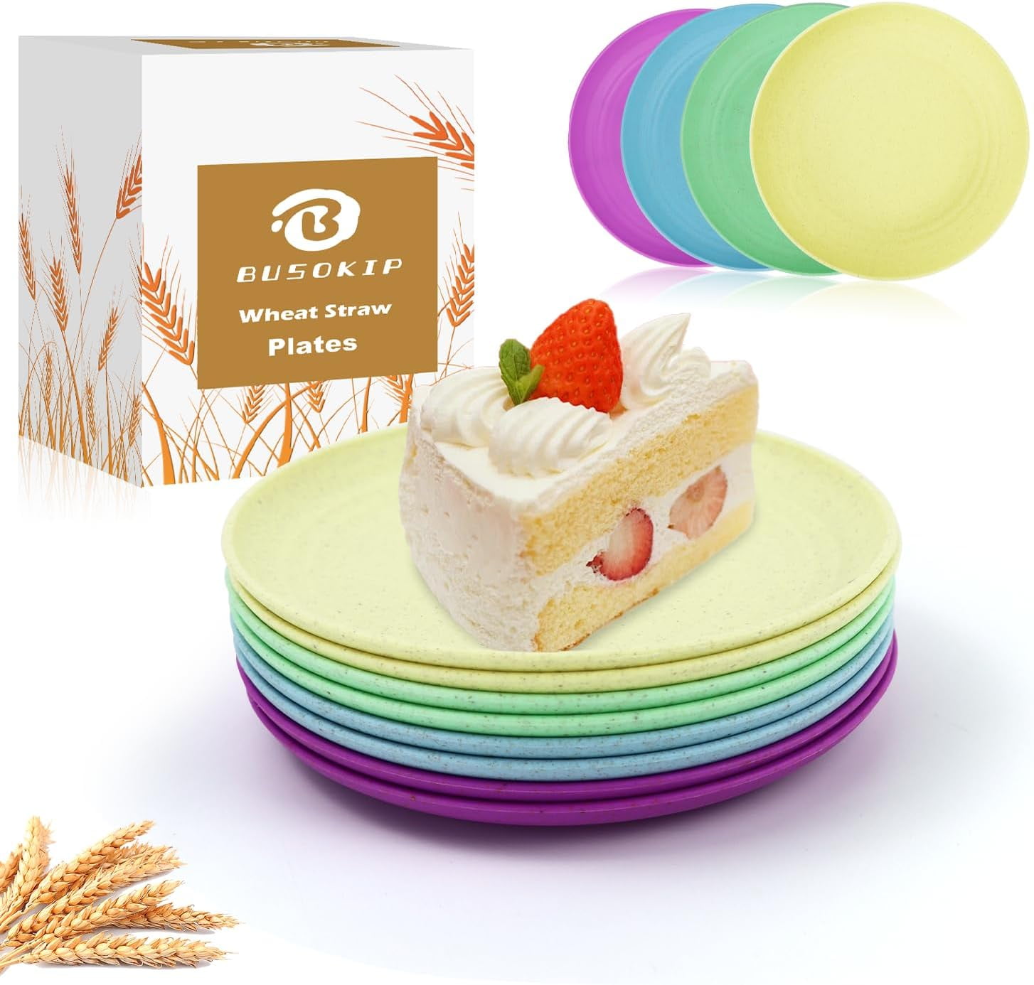 Wheat Straw Plates Appetizer Plates, 6 Inch Unbreakable Lightweight ...