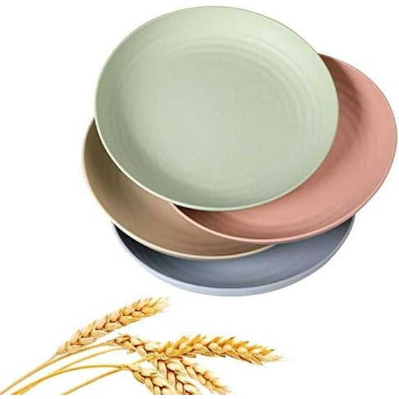 Wheat Straw Plates Lightweight Unbreakable Dinner Dishes Plates Set ...