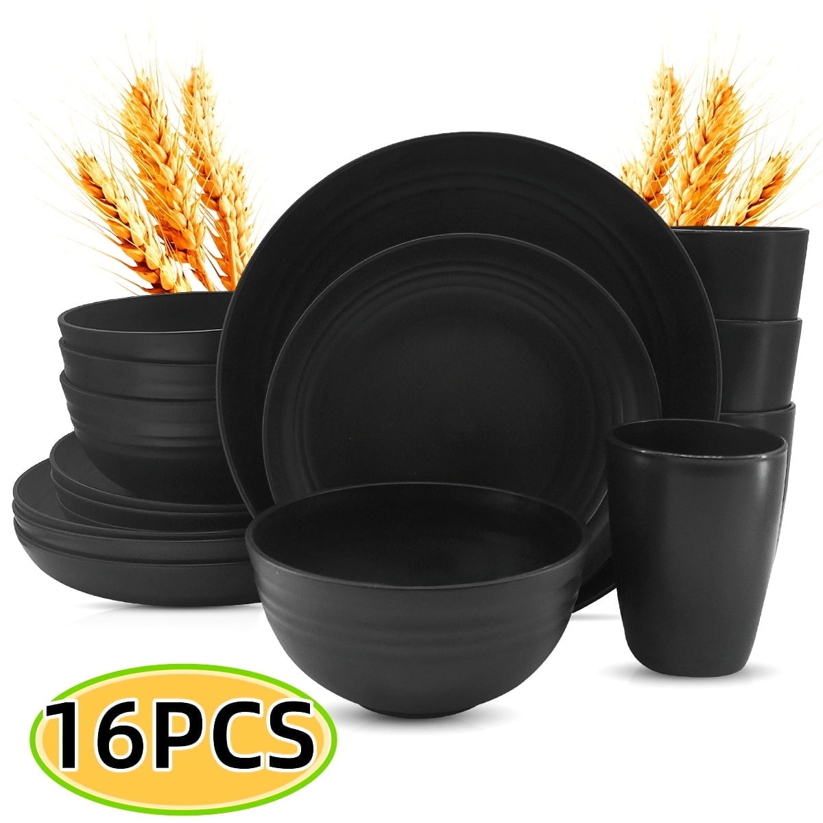 Kabuer, Wheat Straw Dinnerware Set, 16Pcs, Unbreakable for 4 - Walmart.com