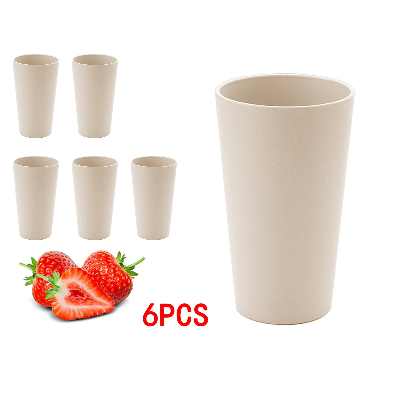Wheat Straw Reusable Cup (17 oz), Unbreakable Drinking Glasses Sets of ...