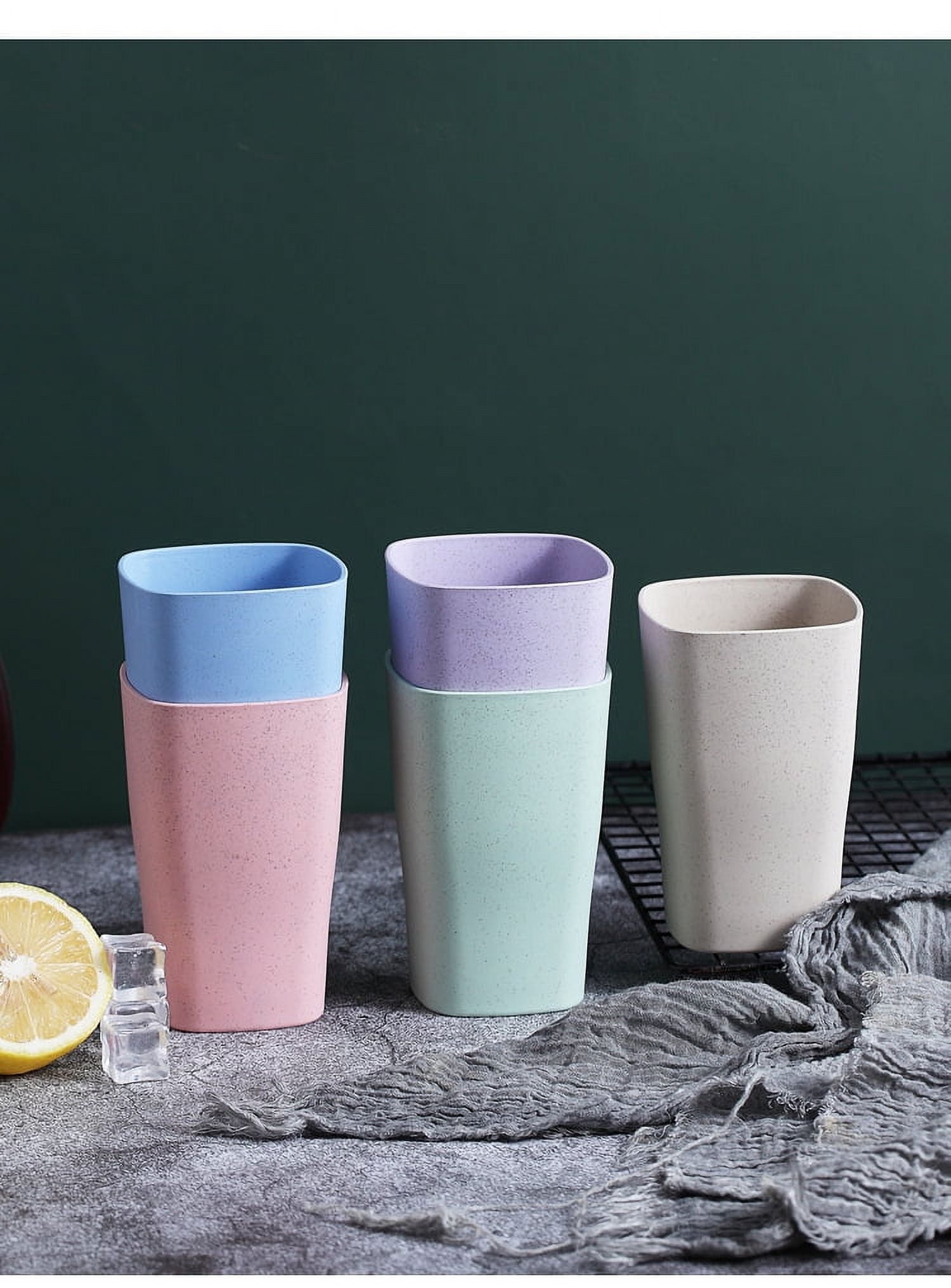 Wheat Straw Reusable Cup, Casewin Unbreakable Drinking Glasses Set of 5 ...