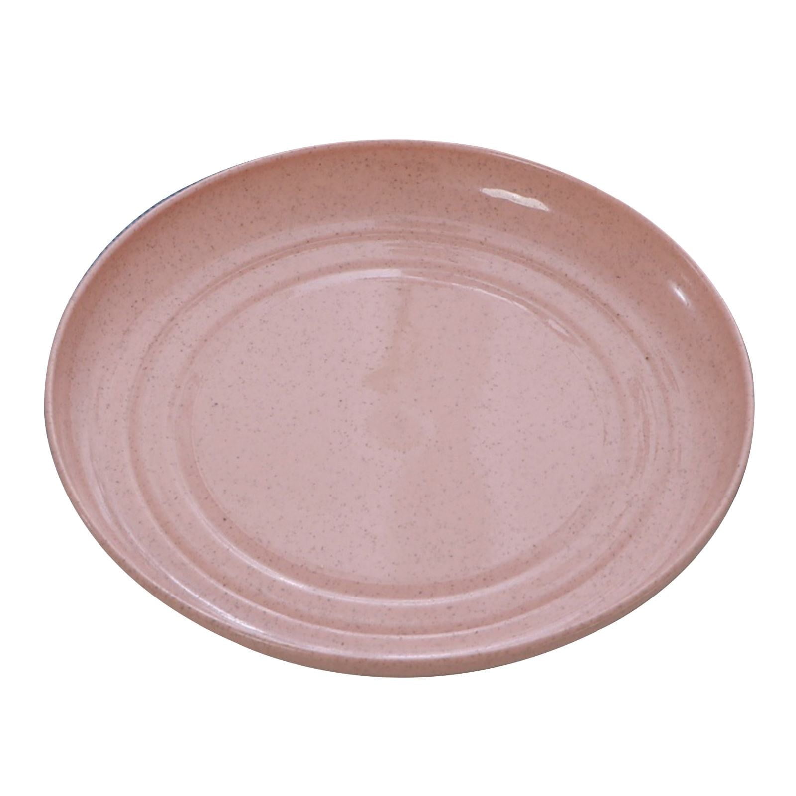 Wheat Straw Round Serving Plate Pink Round Snack Plates and Wheat ...