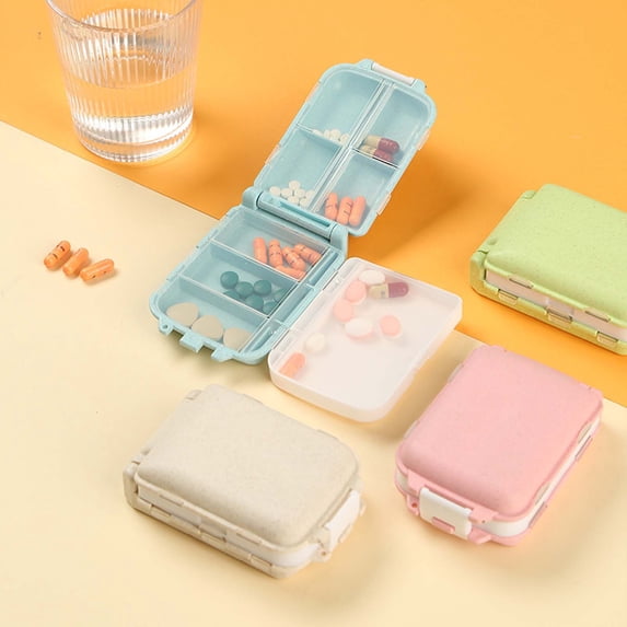 Wheat Straw Sealed 3-Layer Mini Pill Box, Portable Travel Tablet ...