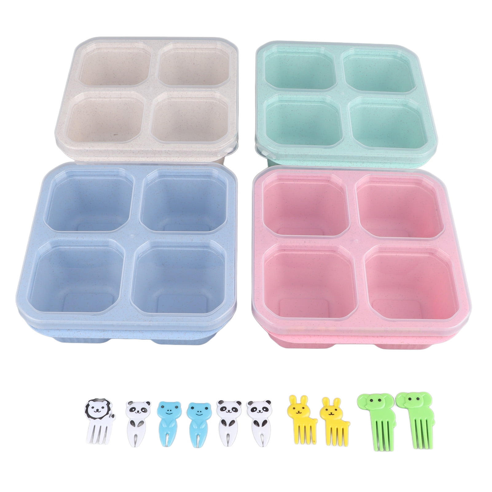 Wheat Straw Snack Containers - 4 Compartment Divided Tray, Eco-Friendly ...