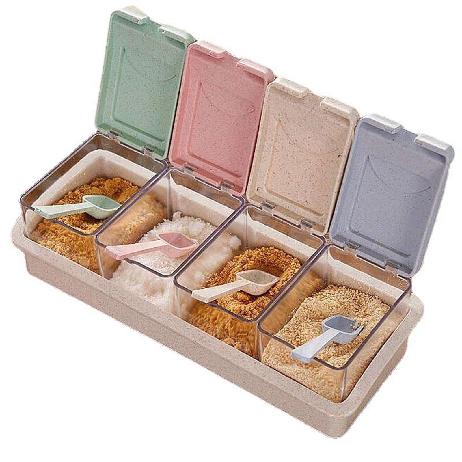 Wheat Straw Spices Box Jars Condiment Organizer , Kitchen Seasoning Box ...