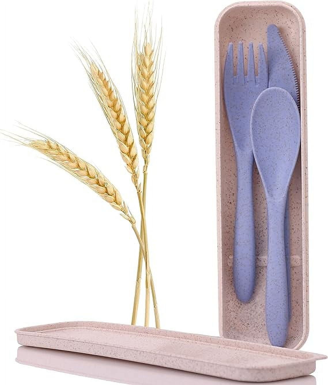 Wheat Straw Travel Utensils Set with Case - Kids Cutlery Set - BPA Free ...