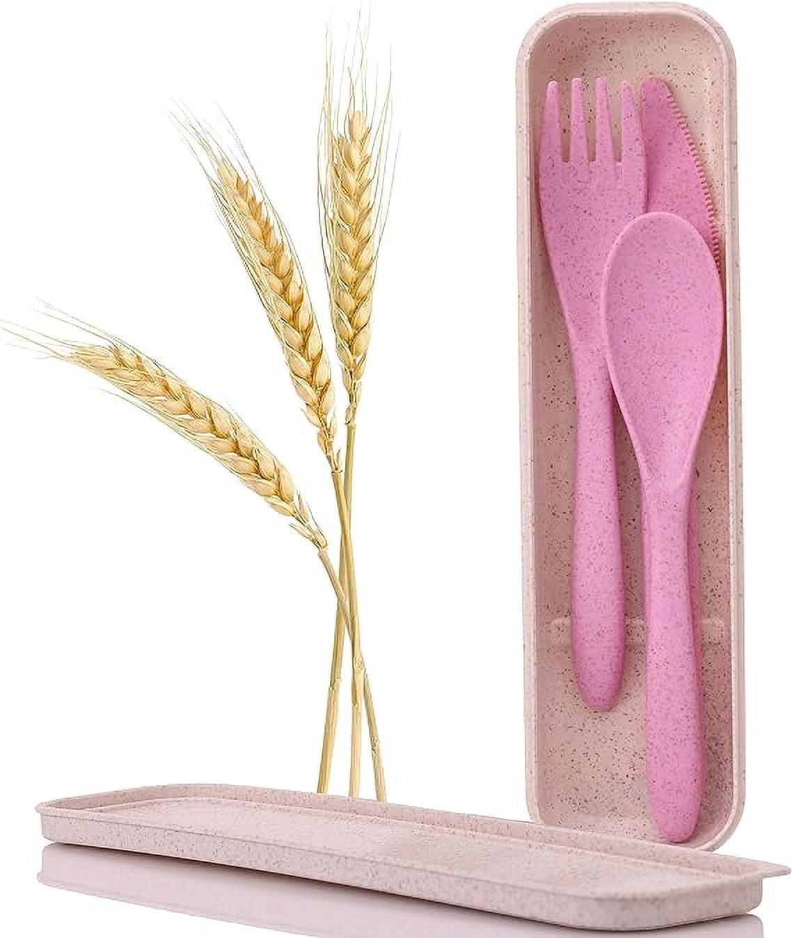 Wheat Straw Travel Utensils Set with Case - Kids Cutlery Set - BPA Free ...