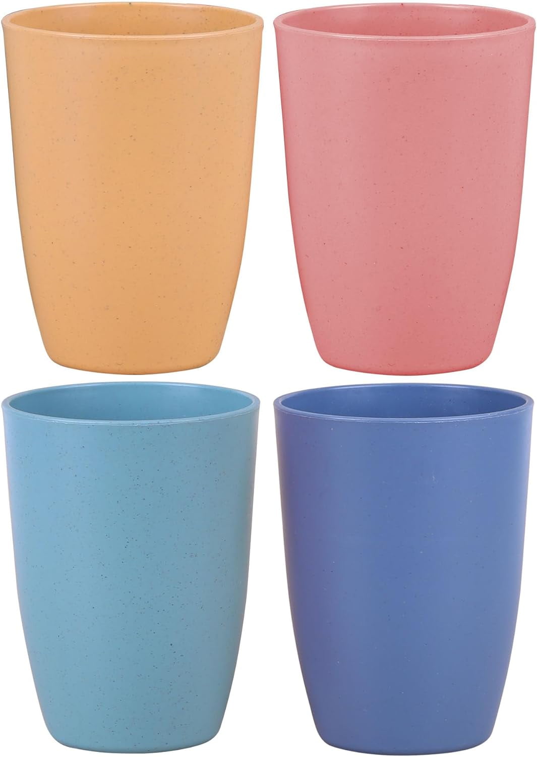 Wheat Straw Unbreakable Cups (12 oz) - Reusable Water Cups 4-Piece Set ...
