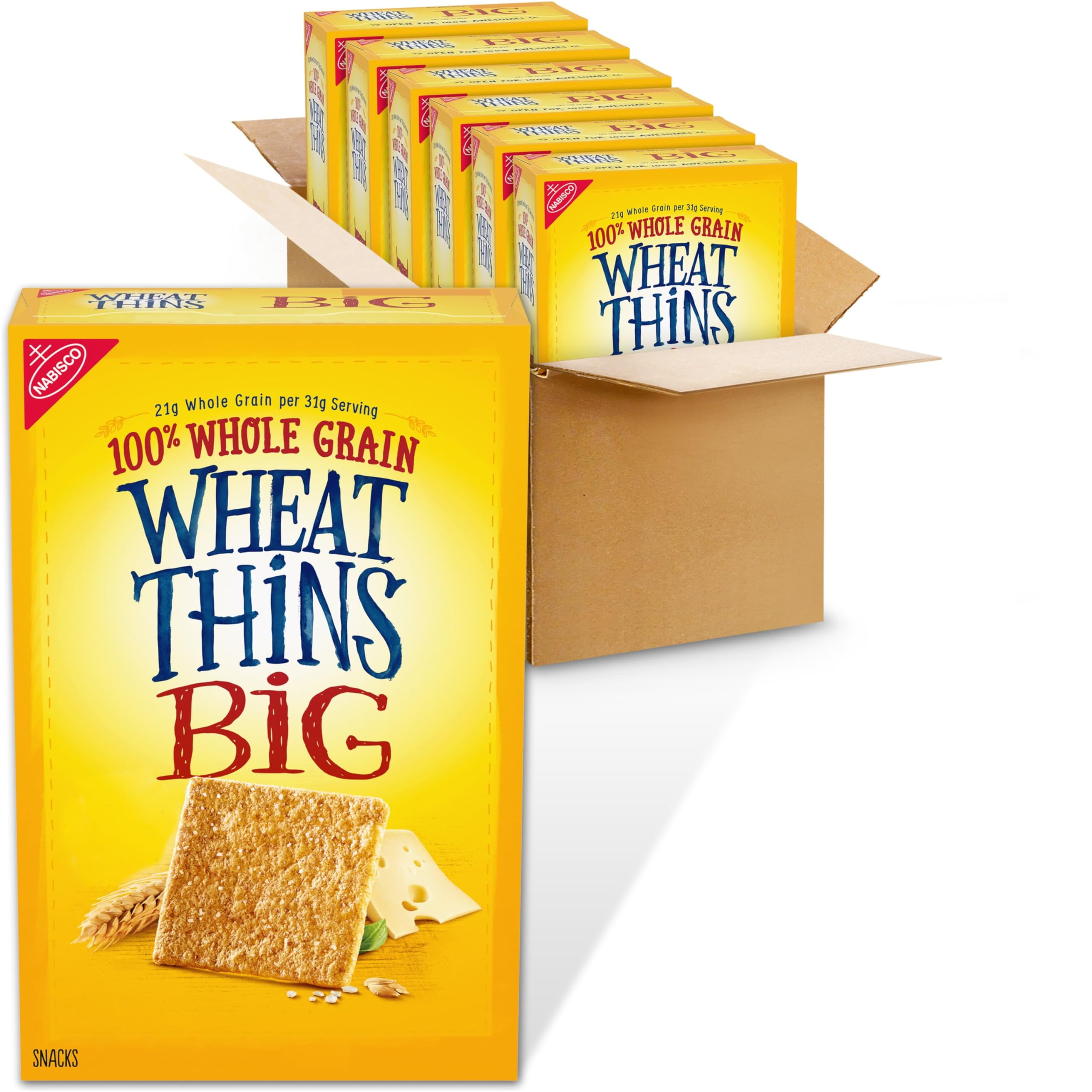Wheat Thins BIG Snacks, ESF27 Whole Grain Wheat Crackers, Bulk Snack ...