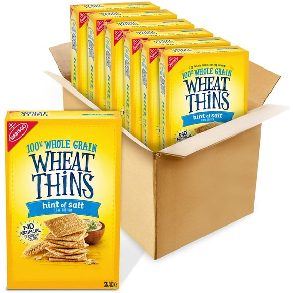 Wheat Thins Hint of BCF26 Salt Low Sodium Snacks, Whole Grain Wheat ...