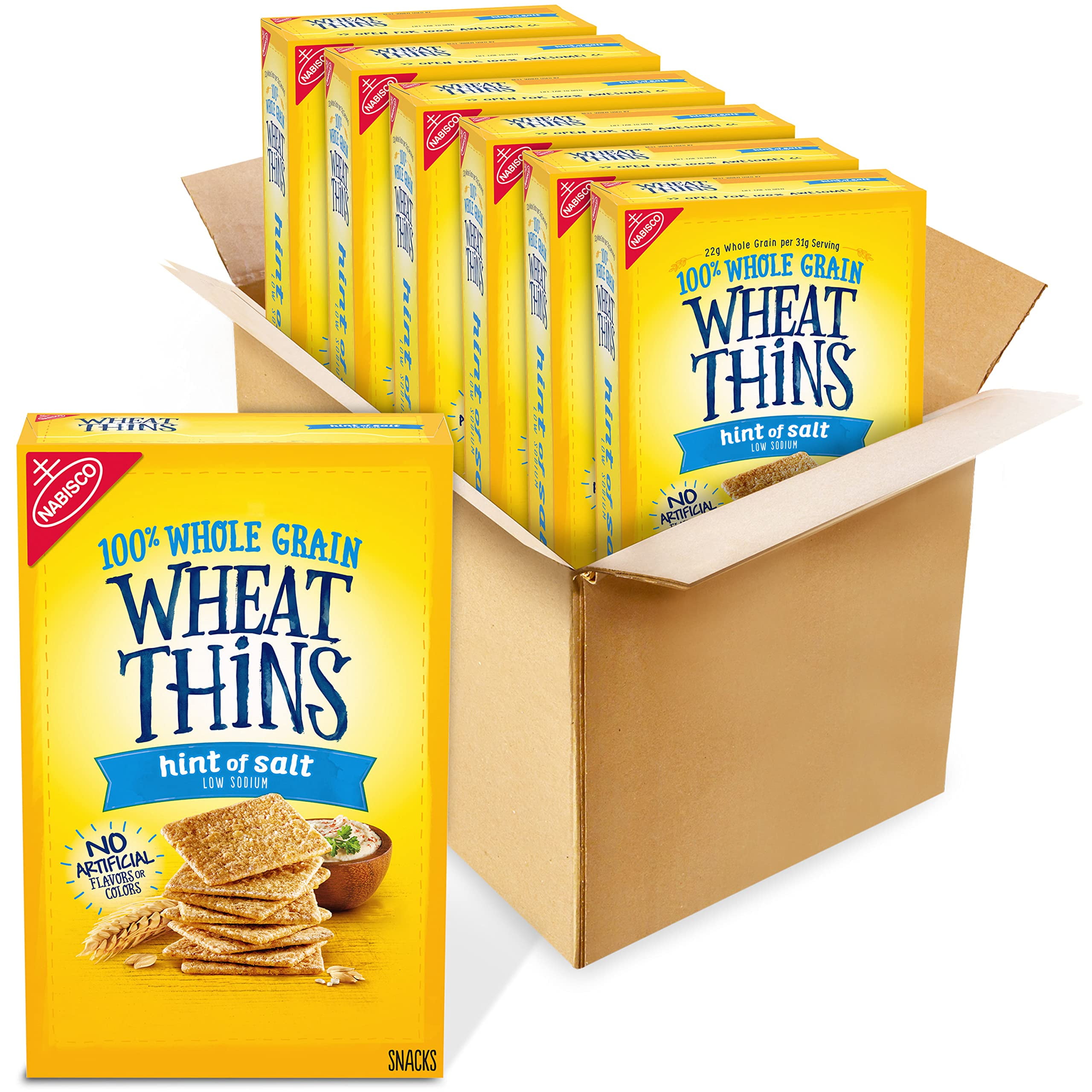 Wheat Thins Hint of RRF12 Salt Low Sodium Snacks, Whole Grain Wheat ...