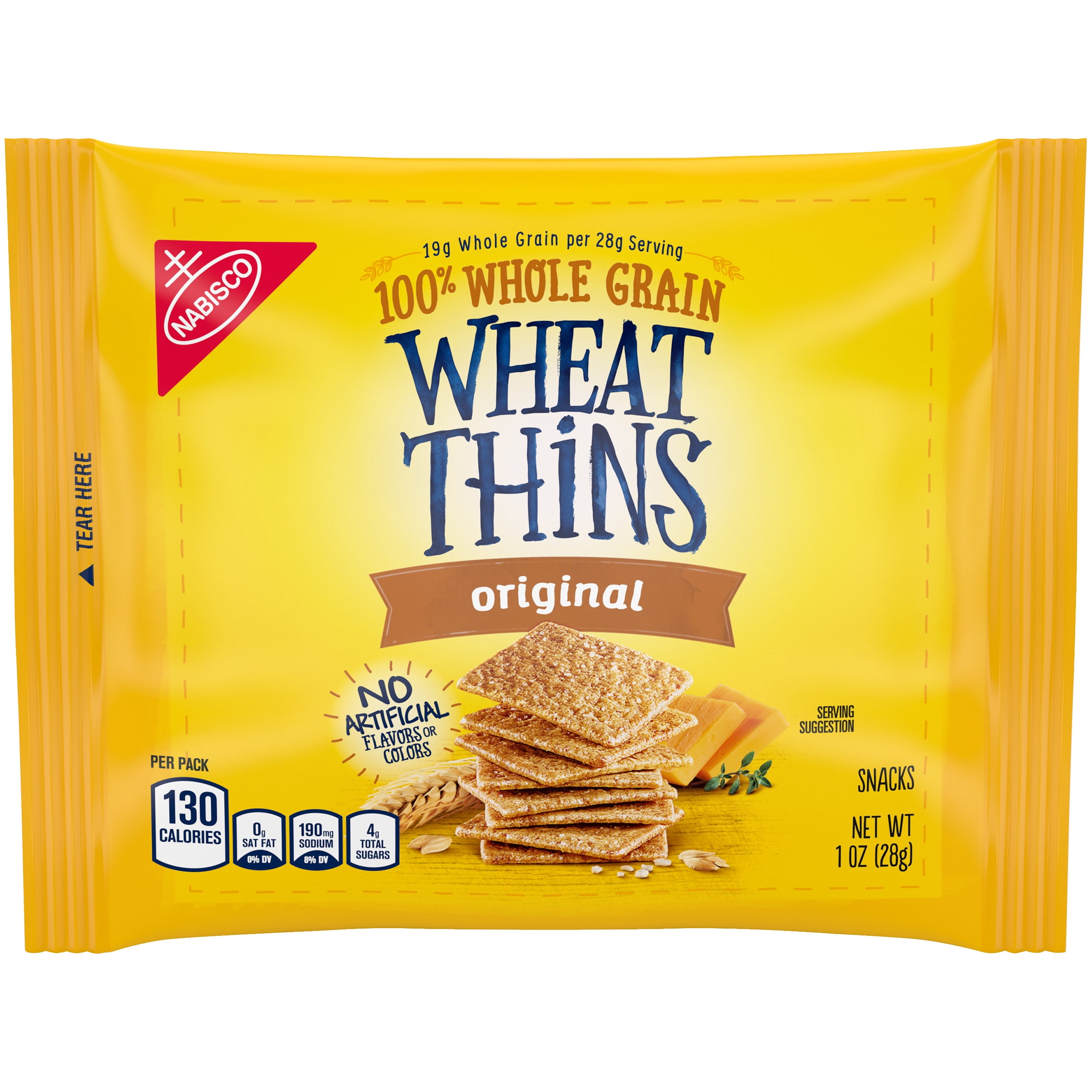 Wheat Thins Original Whole Grain Wheat Crackers, 6 Snack Packs ...