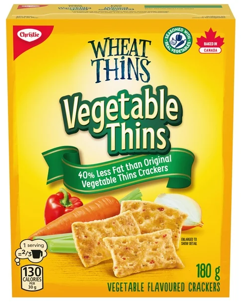 Wheat Thins Vegetable Thins Crackers 180g Healthy Snack with Vegetables ...