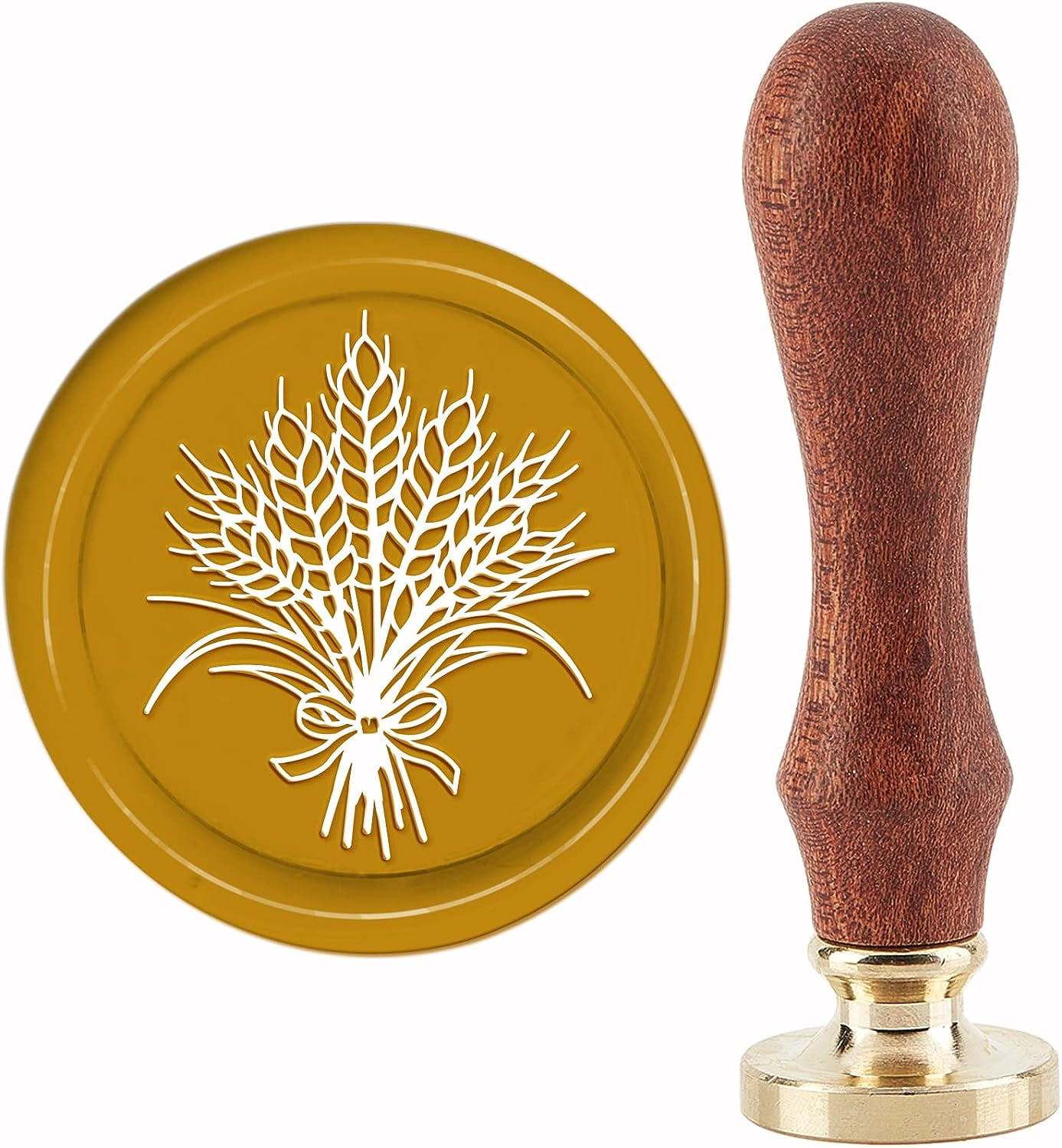 Wheat Wax Seal Stamp Bouquet Vintage Sealing Wax Stamps 30mm Retro Wood ...