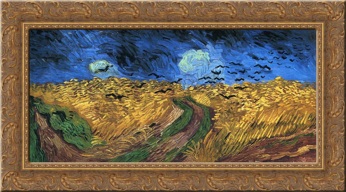 Wheatfield with Crows 24x14 Gold Ornate Wood Framed Canvas Art by ...