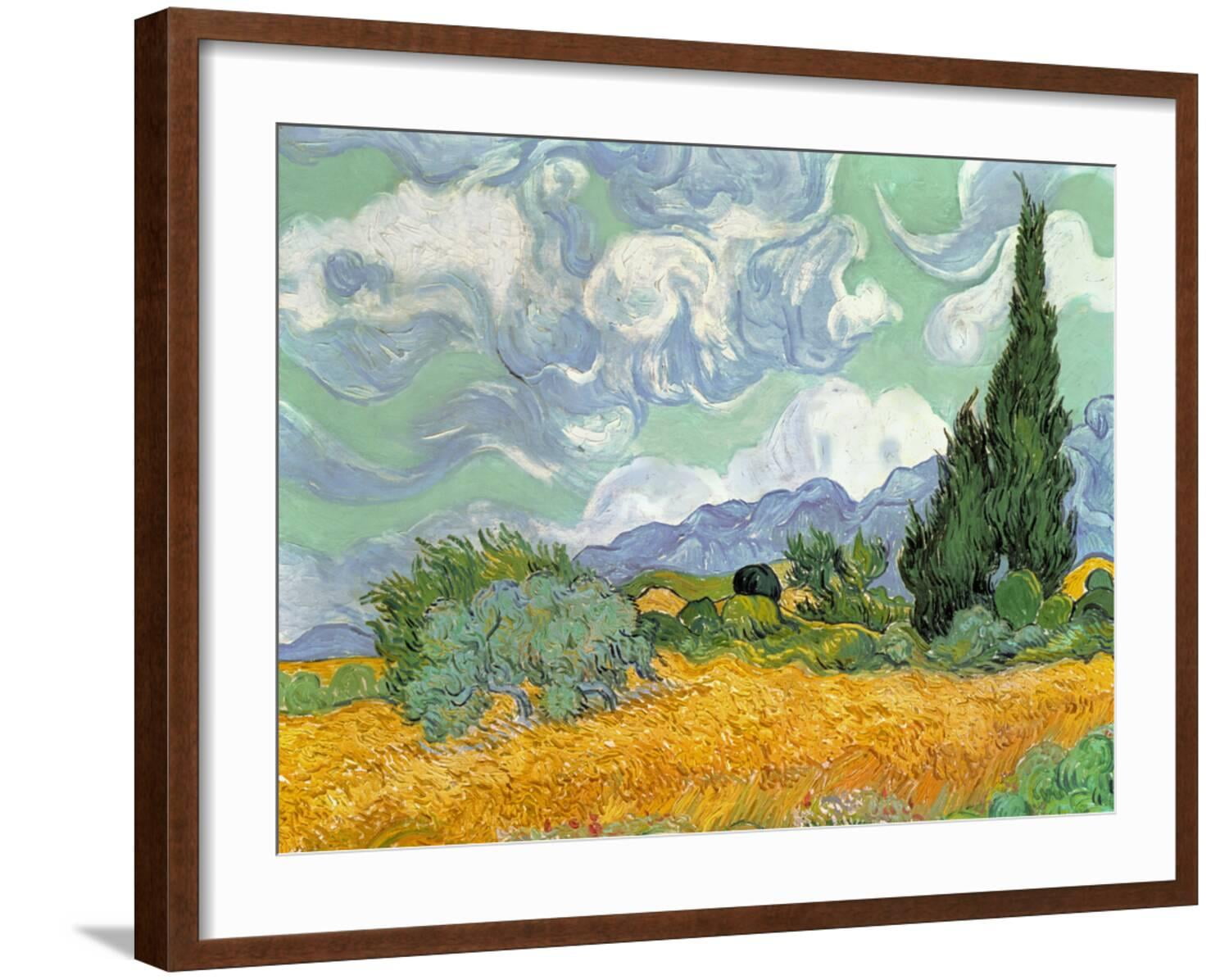 Wheatfield with Cypresses, 1889 Framed Giclee Print by Vincent van Gogh ...