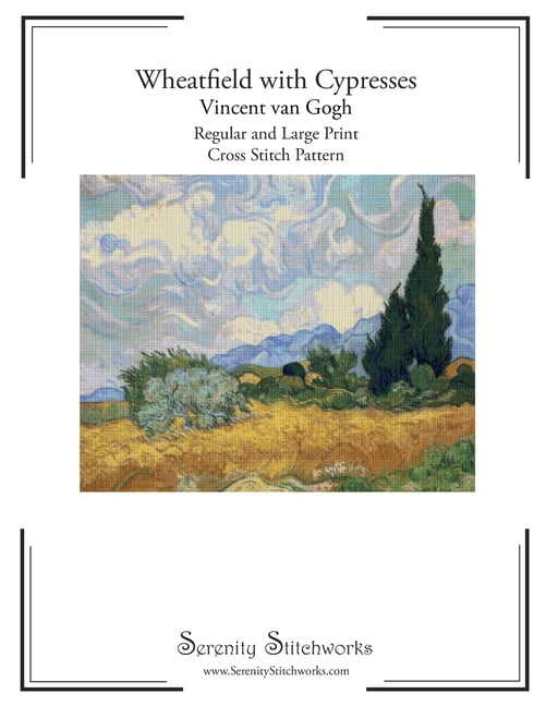 Wheatfield with Cypresses Cross Stitch Pattern by Vincent van Gogh ...
