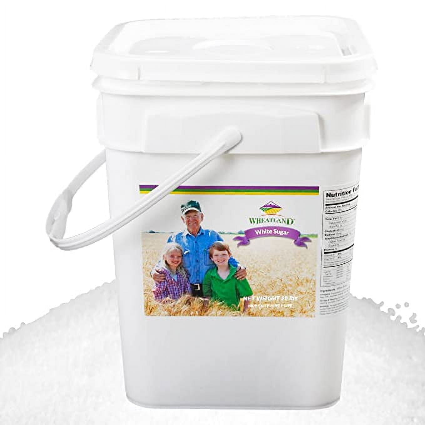 Wheatland Non-GMO White Sugar, Granulated, 20 lb Bucket, 25 Year Shelf ...