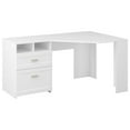 Wheaton 60W Reversible Corner Computer Desk with Storage in Pure White ...