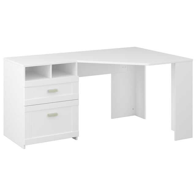 Wheaton 60W Reversible Corner Computer Desk with Storage in Pure White ...