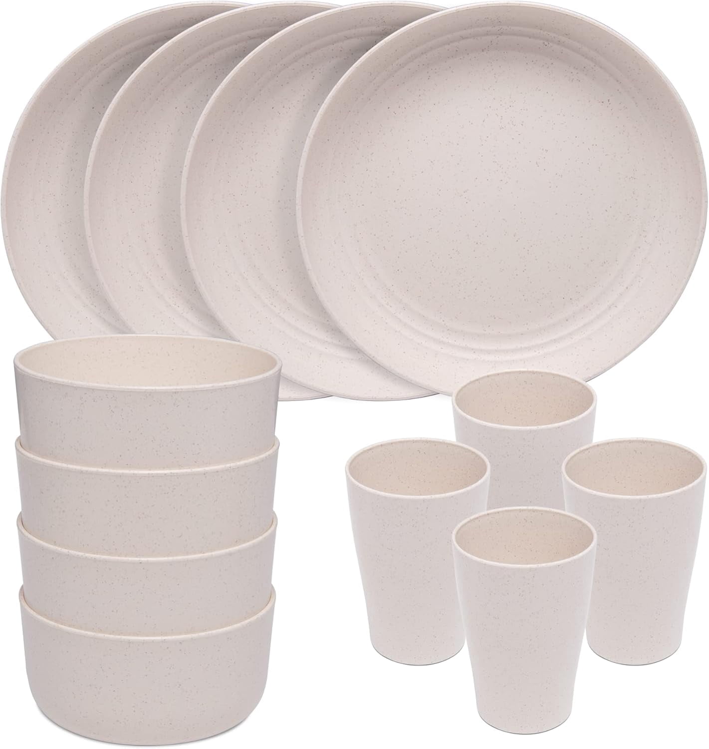 Wheatstraw - 12PC Cream Dinner Set Includes Plates, Bowls & Cups ...