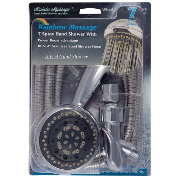 Whedon Rainbo Massage Chrome Plastic 7 settings Handheld Showerhead 2.5 ...