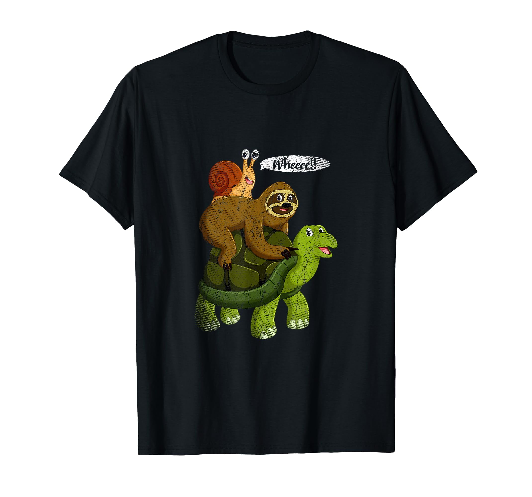 Whee Snail Turtle Sloth Black T-Shirt - Walmart.com