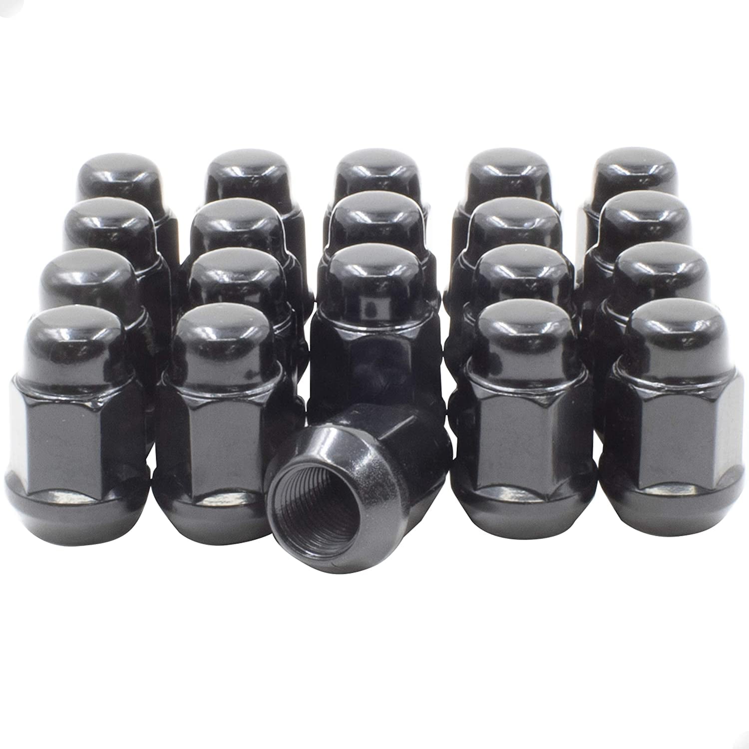 WHEEL ACCESSORIES PARTS 20 Pc 14mm 1.50 Black Chrome Lug Nuts Fits ...