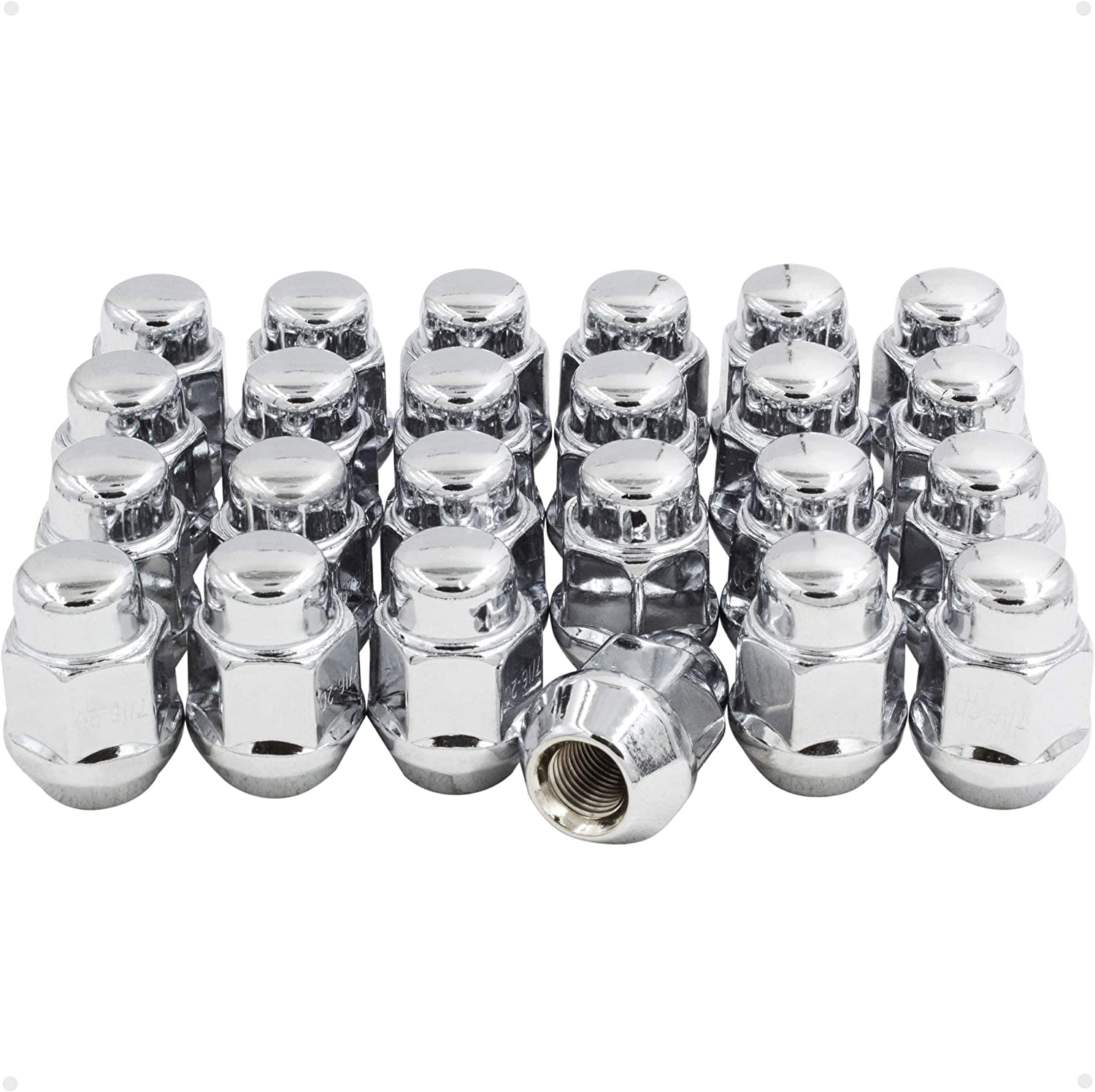 Wheel Accessories Parts Set of 24 Lug Nut Closed End Bulge Acorn Lug Nuts 1.38” Long - Cone Seat ...