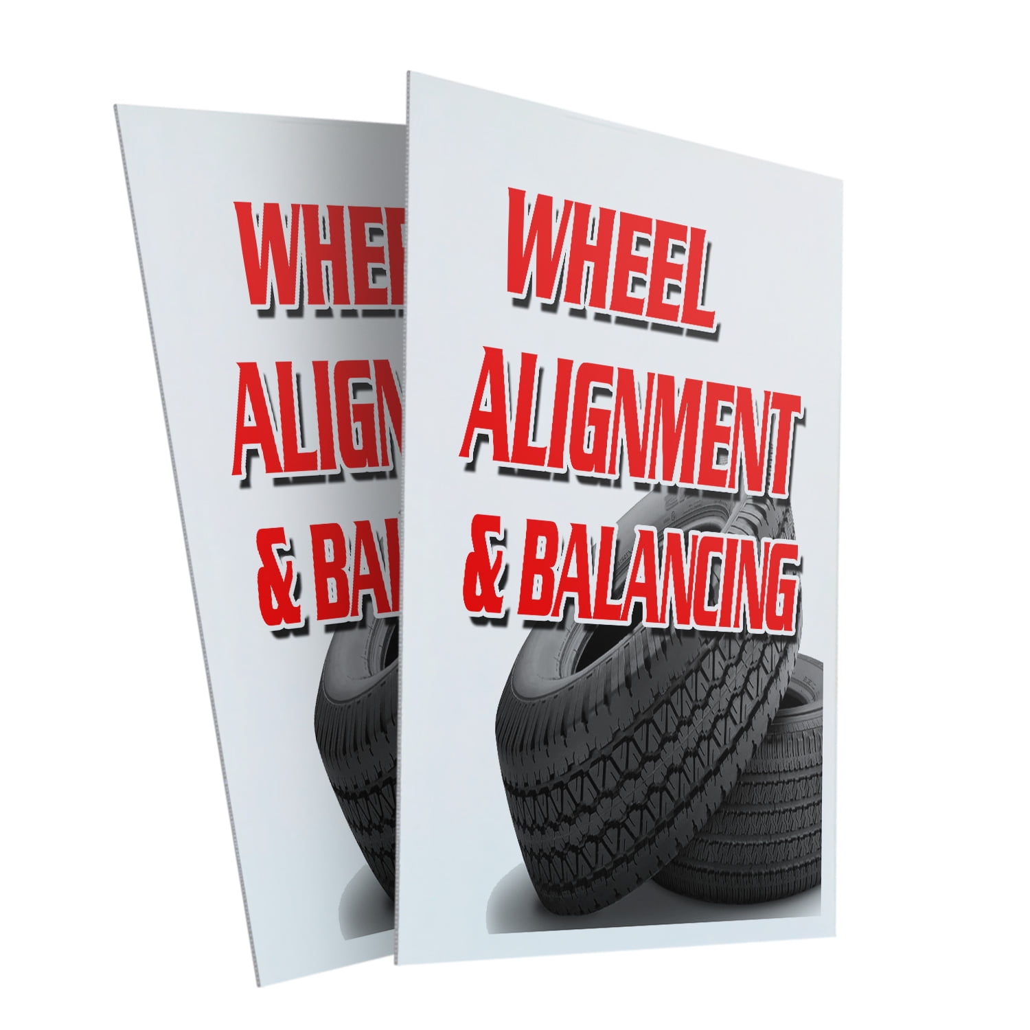 Wheel Alignment & Balancing (2-PACK) 24" x 36" Plastic Signs | Sign ...
