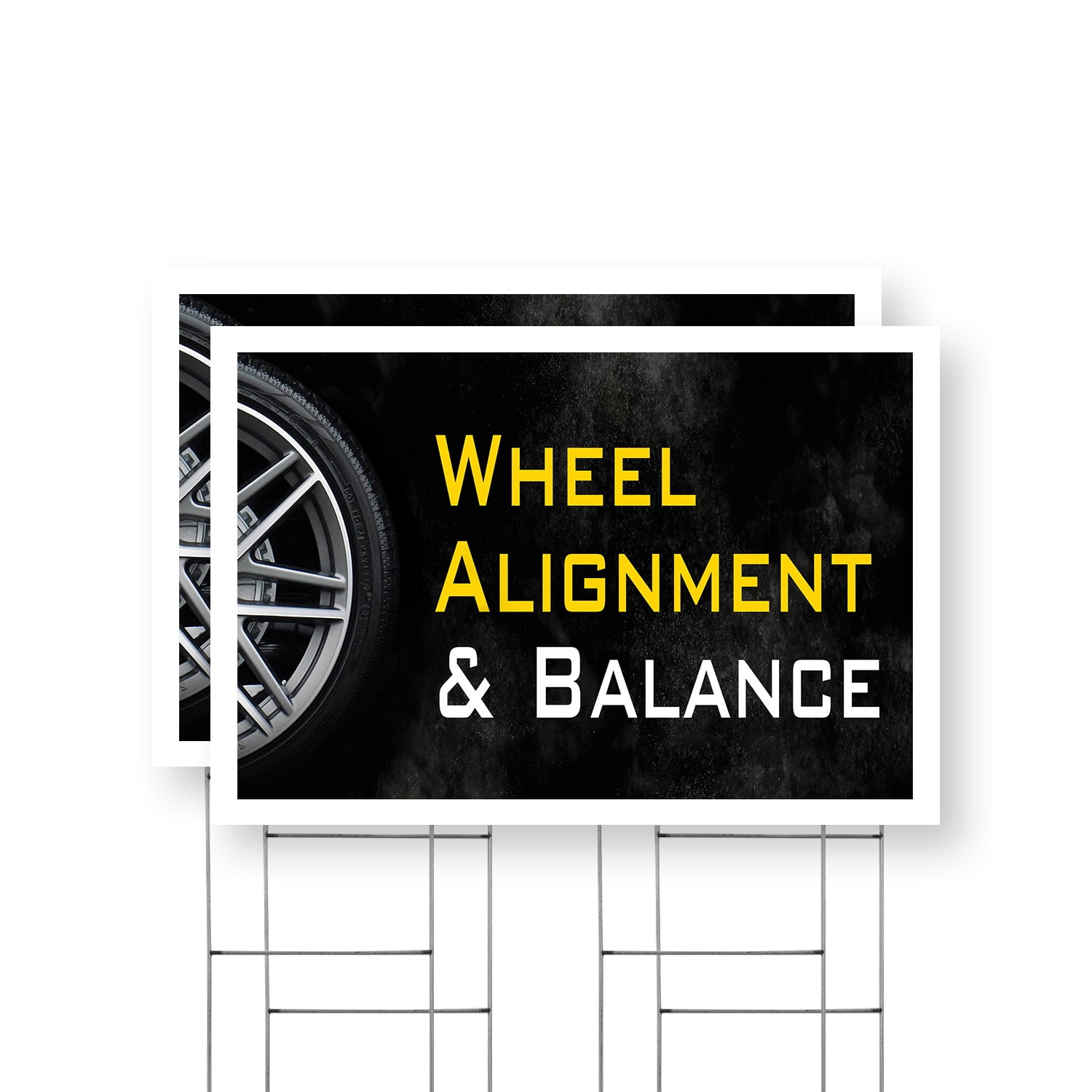Wheel Alignment & Balancing Yard Sign 2 Pack of 24 Inch x 36 Inch ...