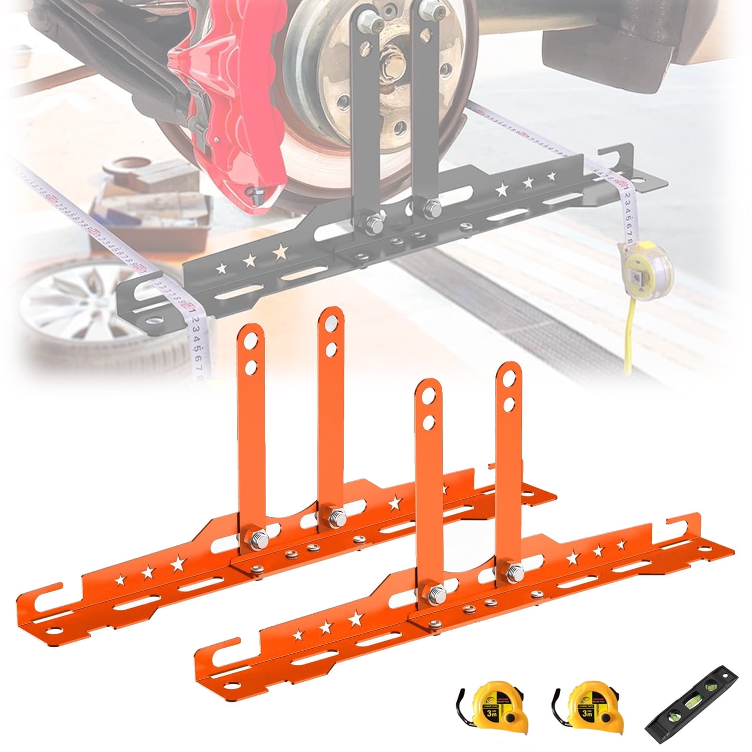 Wheel Alignment Tool with 2 Measuring Tapes, Upgraded Automotive Toe ...