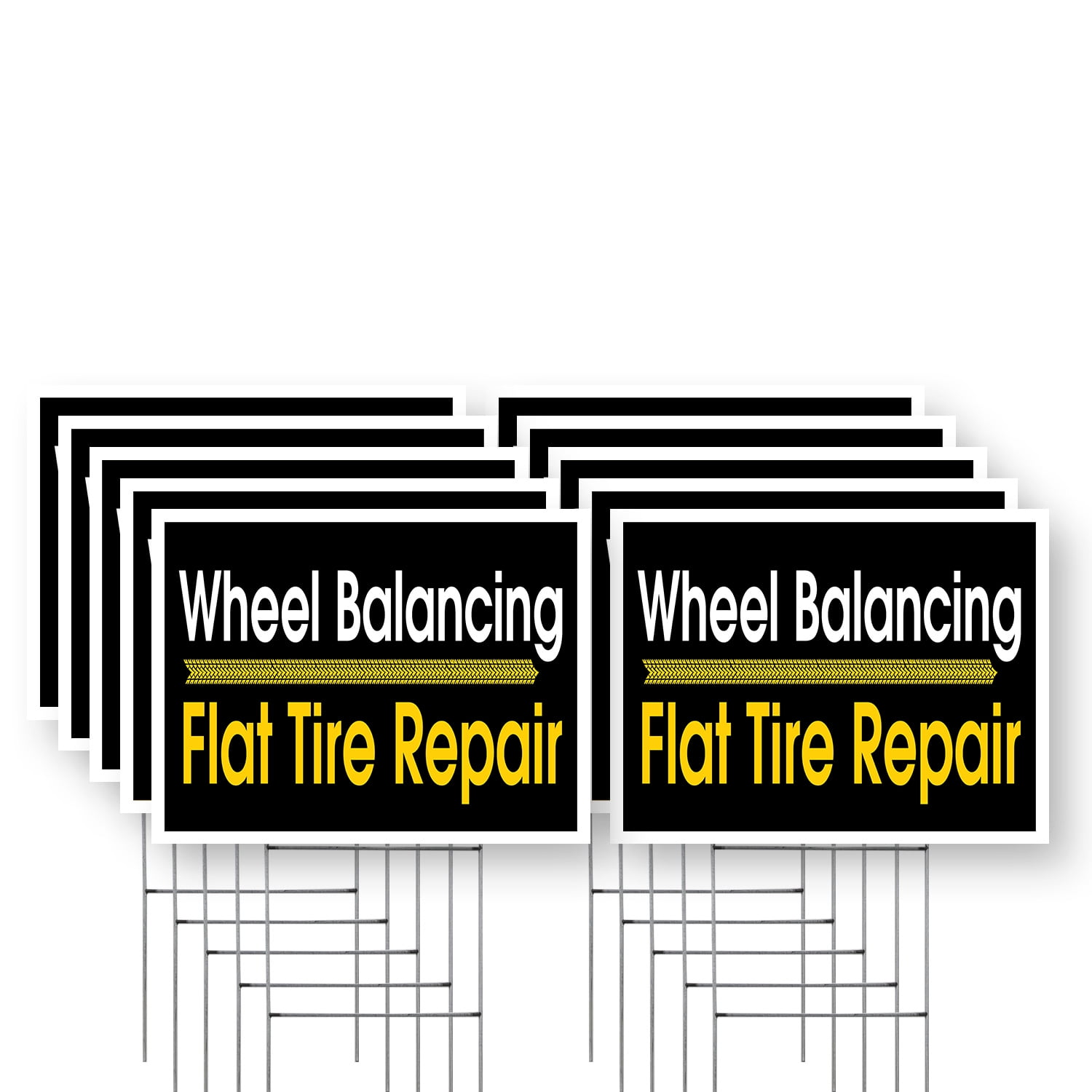 Wheel Balancing Flat Tire Repair Yard Sign 10 Pack of 12 Inch x 16 Inch ...