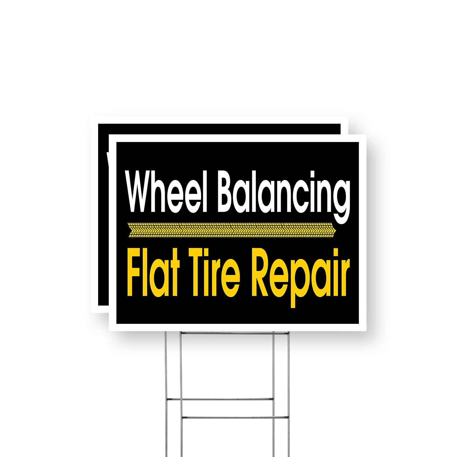 Wheel Balancing Flat Tire Repair Yard Sign 2 Pack of 12 Inch x 16 Inch ...