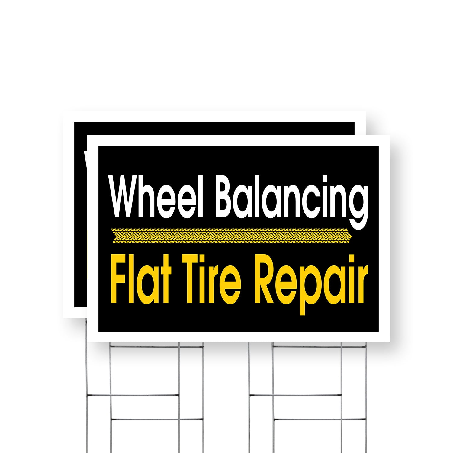Wheel Balancing Flat Tire Repair Yard Sign 2 Pack of 24 Inch x 36 Inch ...