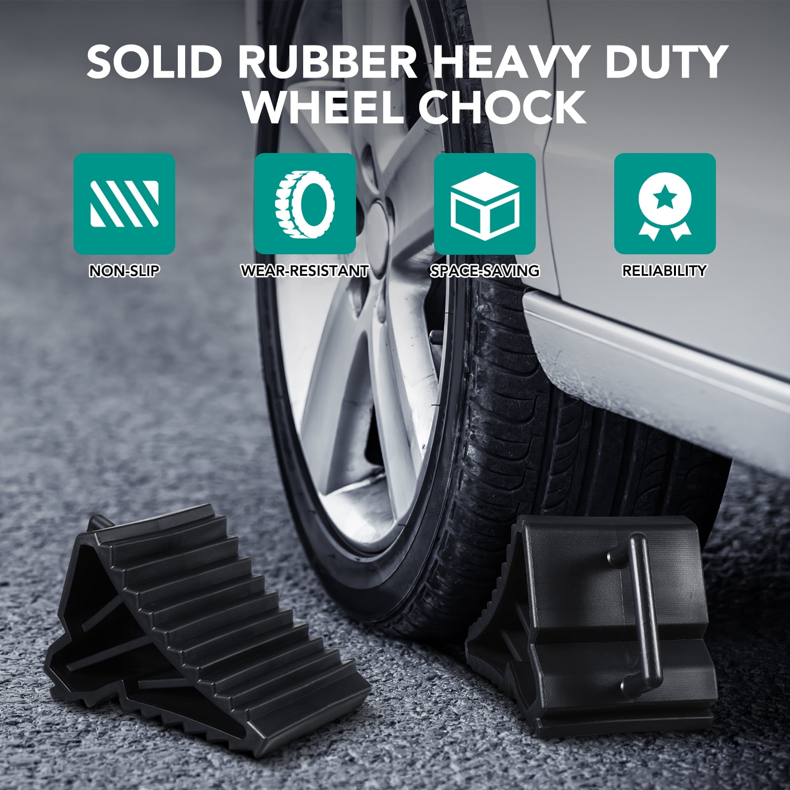 Wheel Chock,4Pcs Wheel Chock Heavy Duty Block Kerb Ramp for Vehicles ...