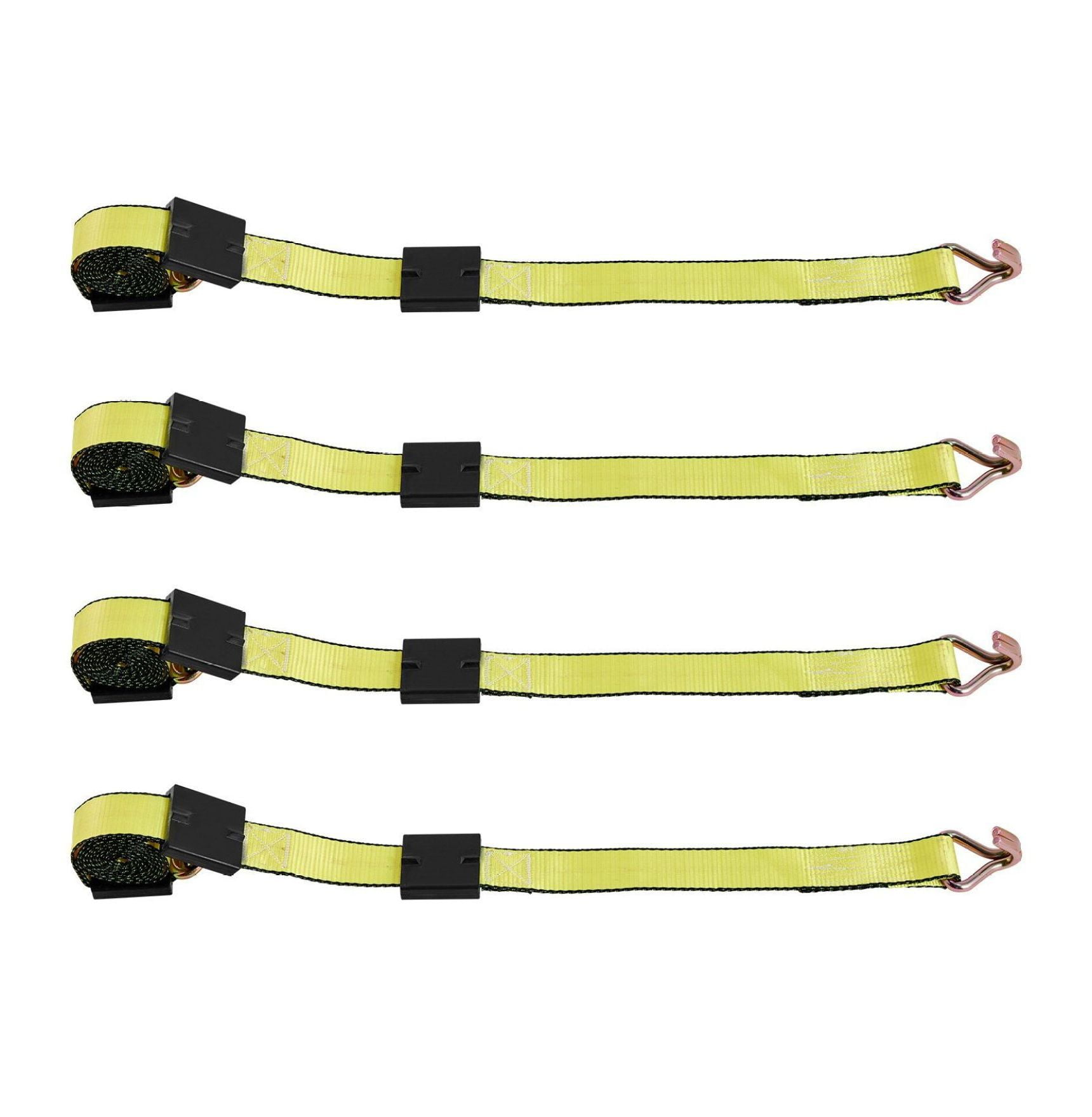 Wheel Chock Tie Down Kit - 4 Pcs Car Trailer Straps, J-Hook Motorcycle ...