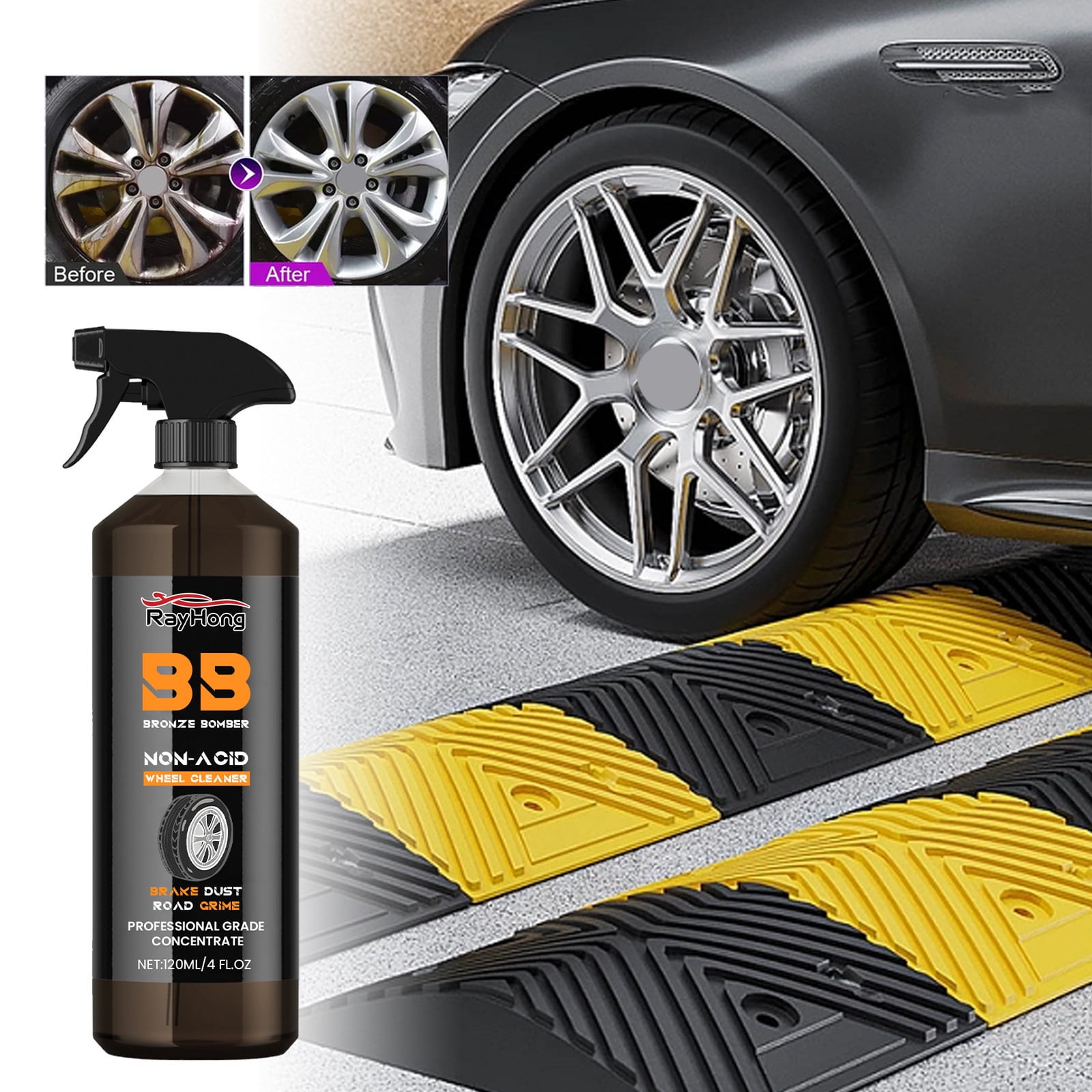 Wheel Cleaner,Wheel and Tire Cleaner Spray,Safe & Versatile Brake Dust ...